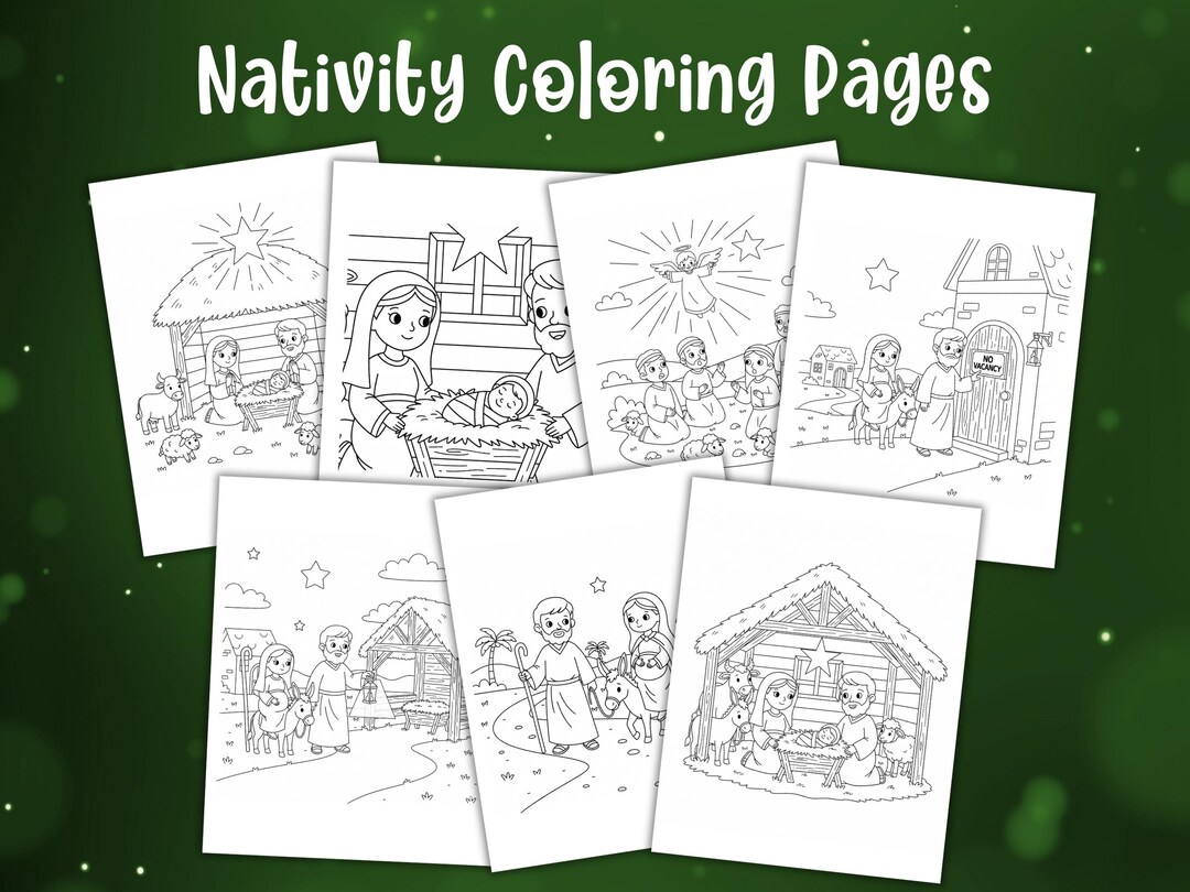 Christian Nativity Coloring Page Bundle for Kids - Story of Jesus Birth ...