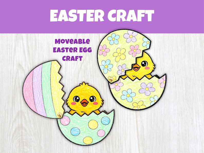Easter Craft for Kids, Easter Egg Coloring Craft, Easter Chick in Egg ...