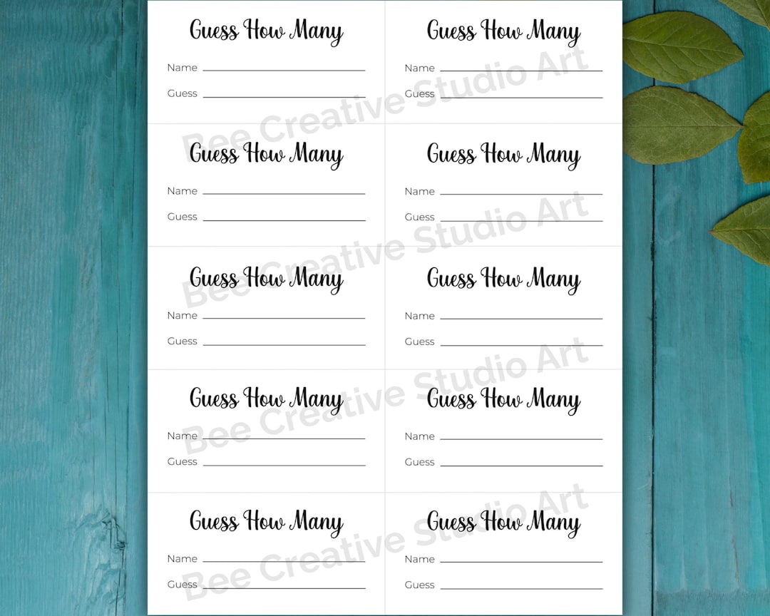 Guess How Many Game Slips | Perfect for Birthday Parties, Baby Showers ...