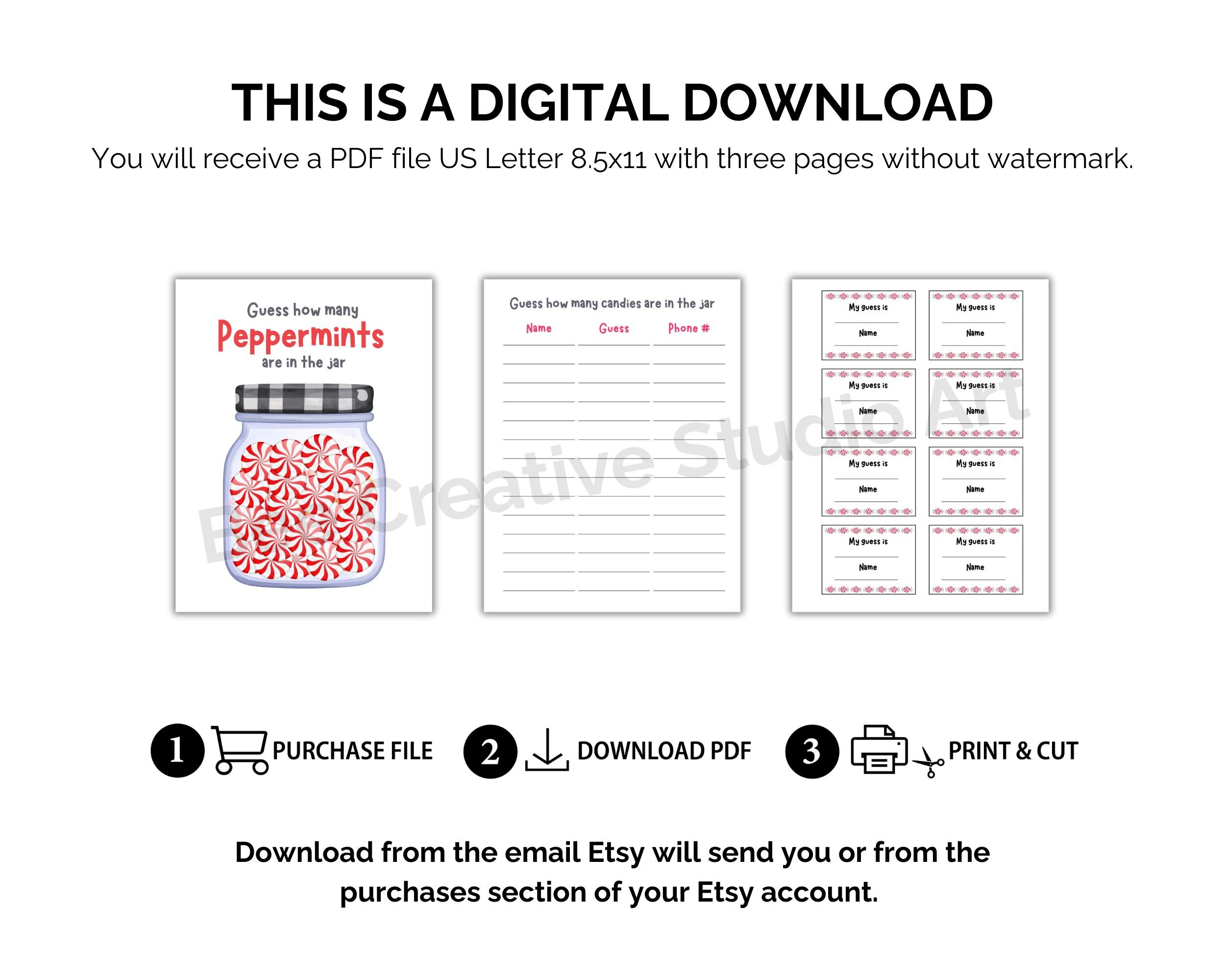 Guess How Many Candy Peppermints Game | Printable Holiday Christmas ...
