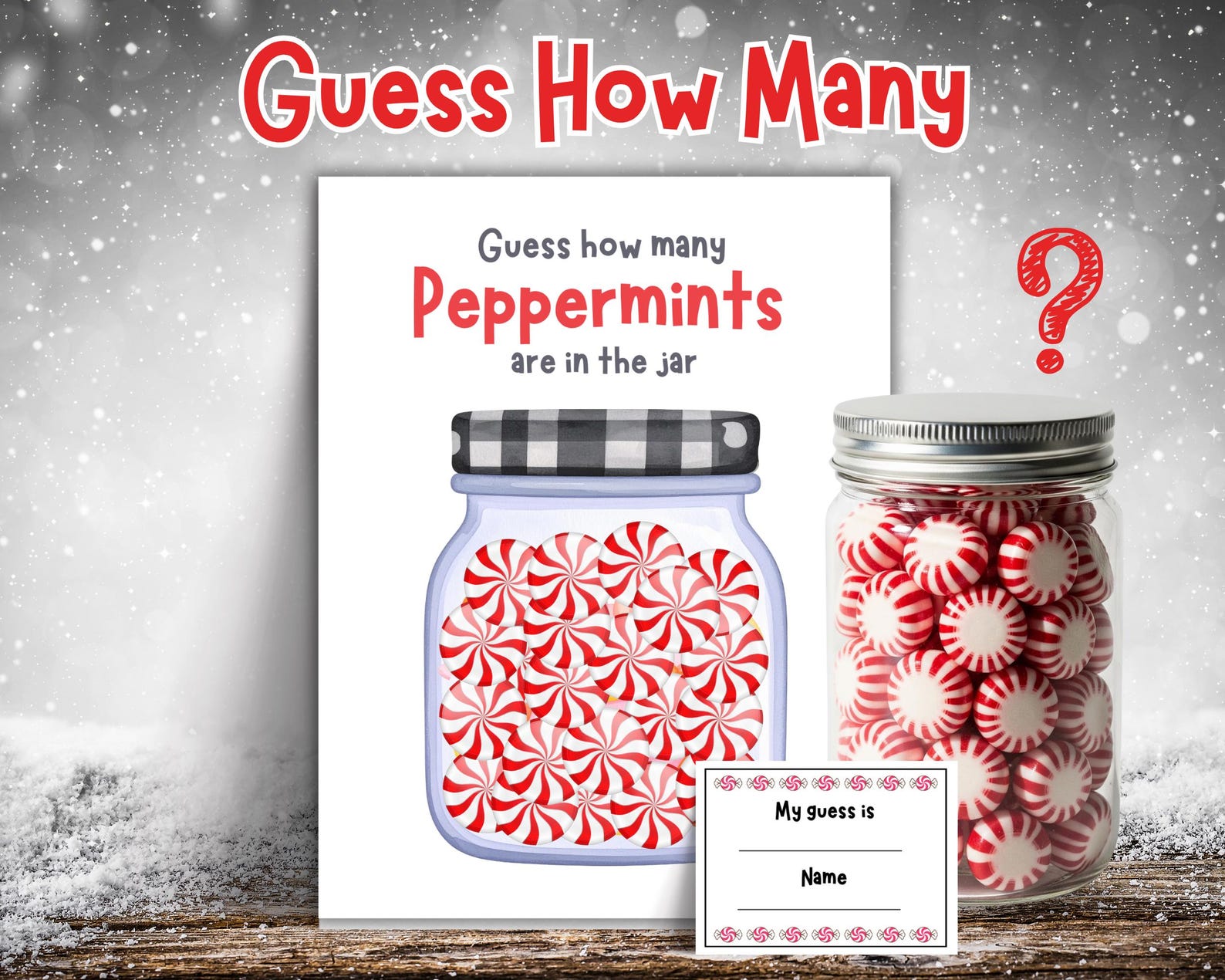 Guess How Many Candy Peppermints Game | Printable Holiday Christmas ...