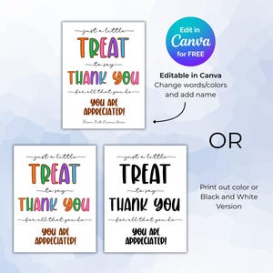 Employee and Teacher Appreciation Sign, Treat Table Snack & Sweet Sign ...