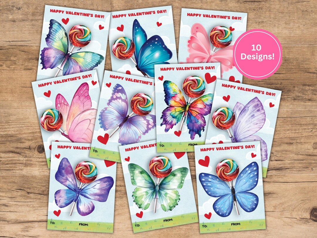 Butterfly Valentine Cards, Lollipop Holder, Use With or Without ...