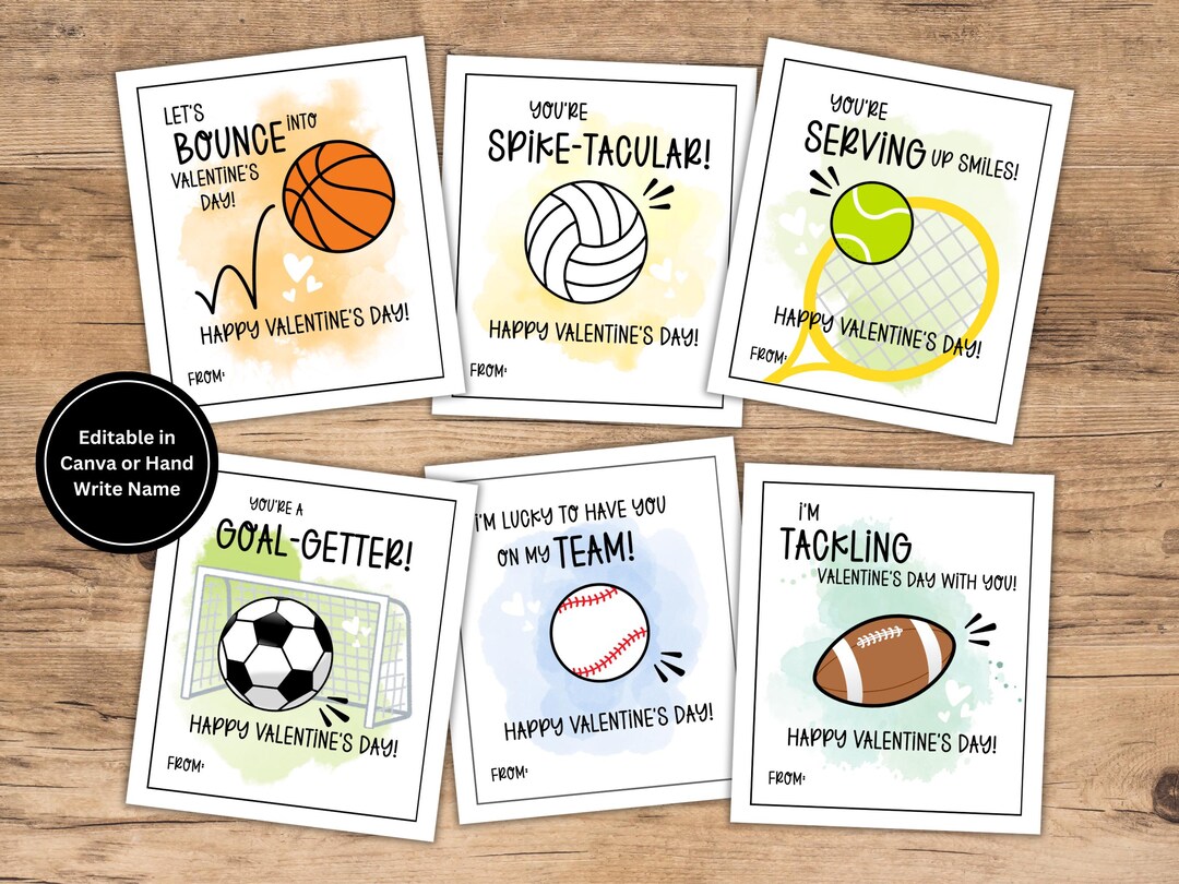 Editable Sports Valentines Day Cards, Baseball Valentines, Football ...
