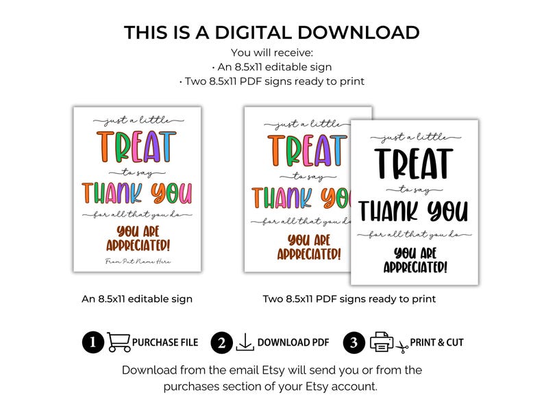 Employee and Teacher Appreciation Sign, Treat Table Snack & Sweet Sign ...
