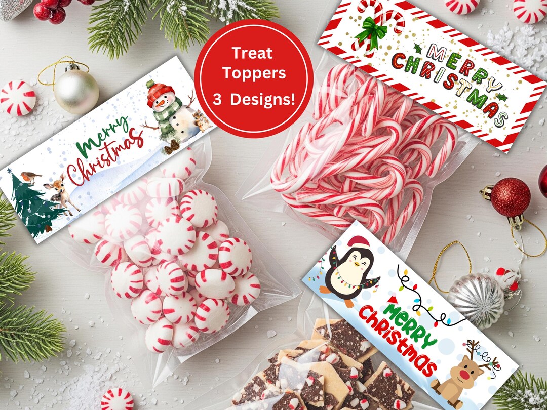 Christmas Treat Bag Topper | Editable in Canva or Hand Write | Fits ...