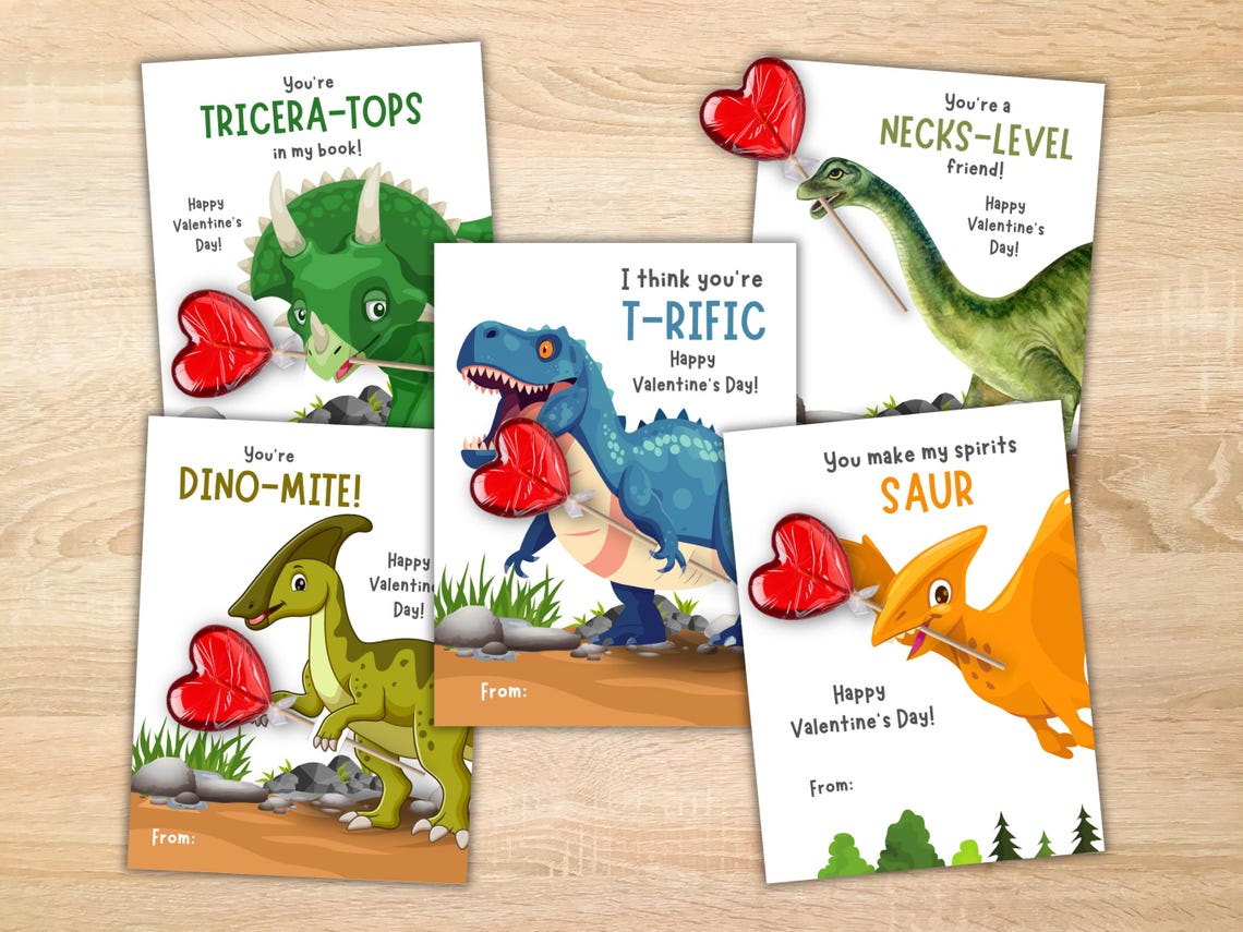 Dinosaur Valentine Card or Lollipop Holder | Use With or Without ...