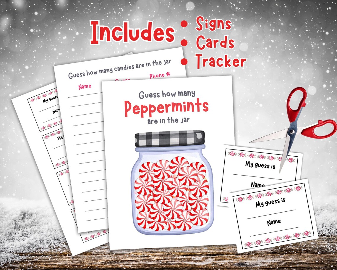 Guess How Many Candy Peppermints Game | Printable Holiday Christmas ...