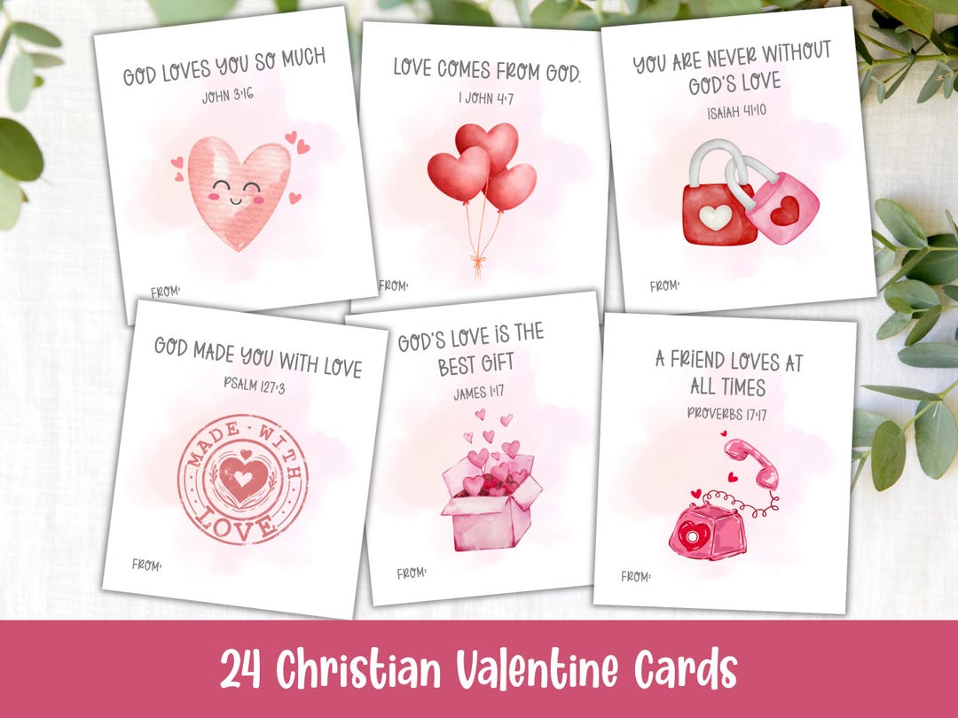 Christian Valentine Cards, Bible Verse Scripture Valentines, Homeschool ...