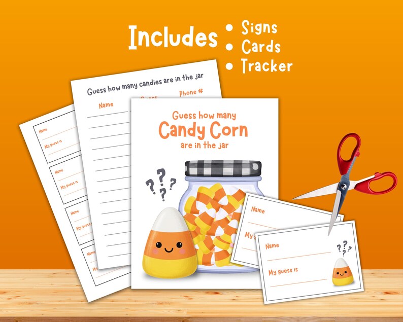 Guess How Many Candy Corn Game | Printable Halloween Party Game With ...