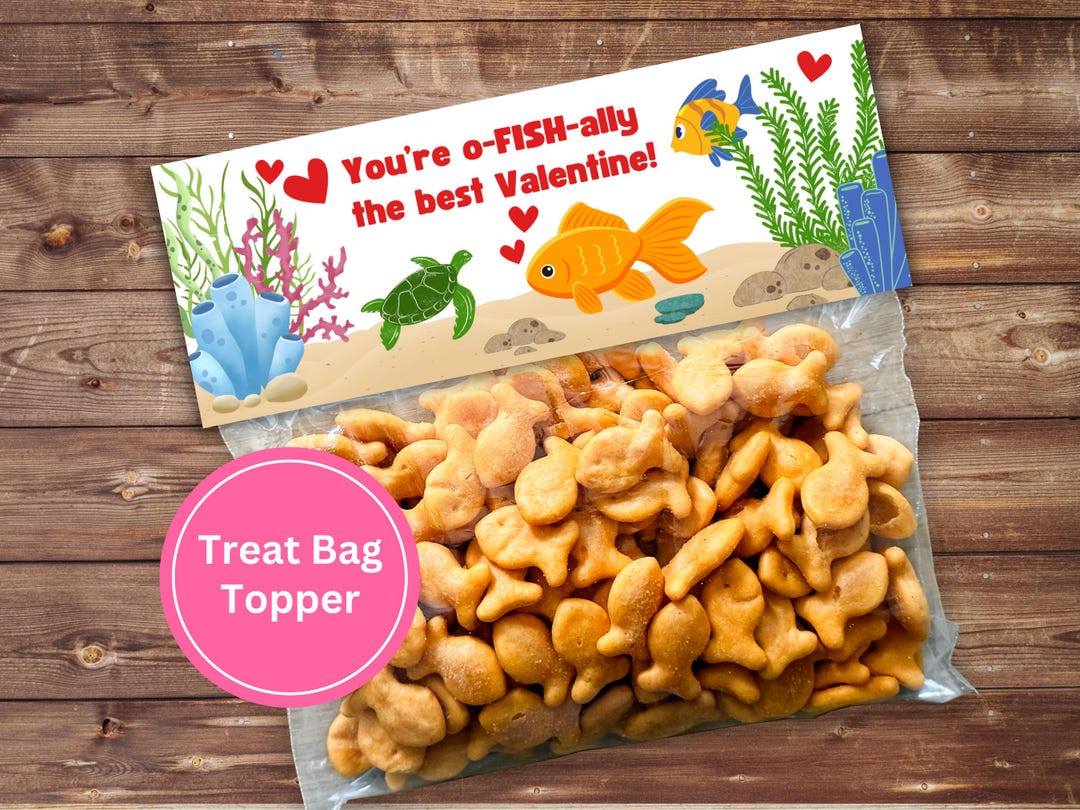 Valentine Goldfish Treat Bag Topper | Valentine Classroom Party ...
