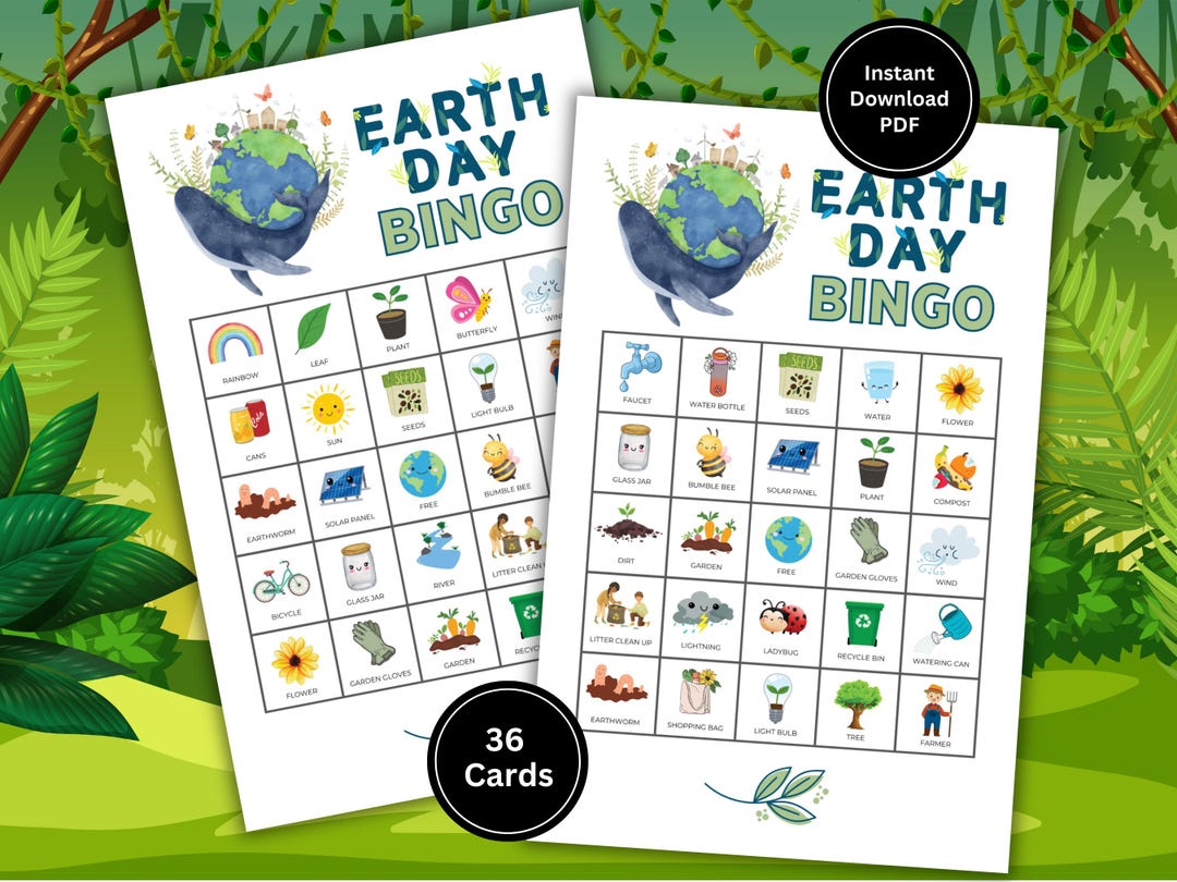 Kids Earth Day Bingo Game | Earth Day Party | Earth Day Activities | 36 ...