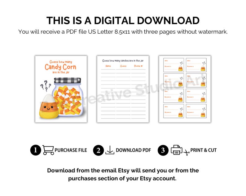 Guess How Many Candy Corn Game | Printable Halloween Party Game With ...