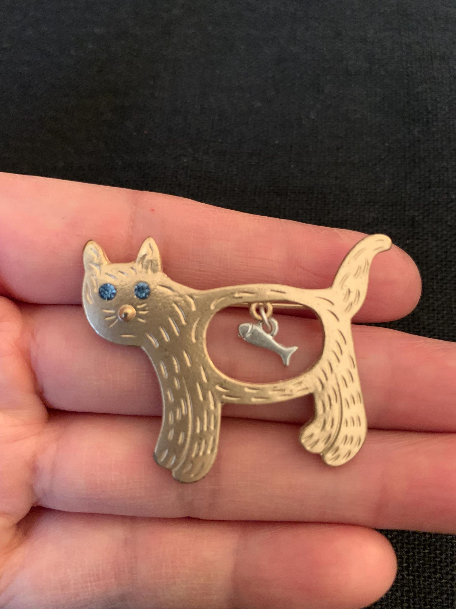 Vintage Cat With Fish Brooch Pin Clip Jewelry All Item Prices Include ...