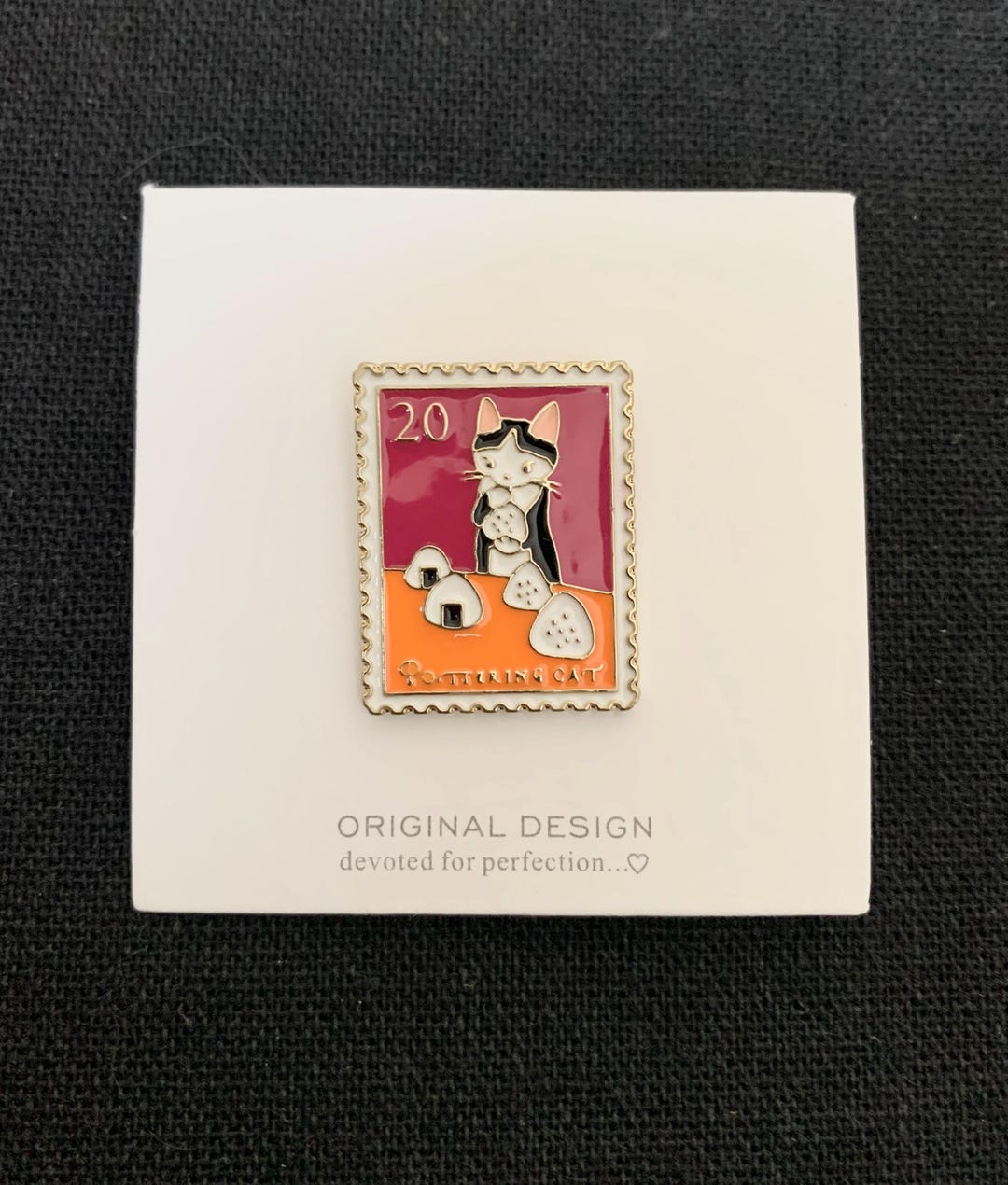 Pottering Cat Stamp Design Enameled Pin/ Brooch/ Badge - Etsy