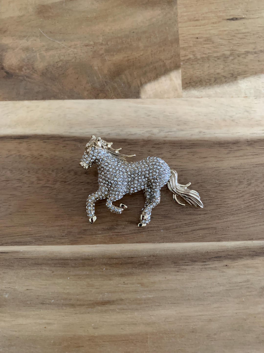 RLL Ralph Lauren Gold Tone Rhinestone Horse Brooch Pin Jewelry NWOT All ...