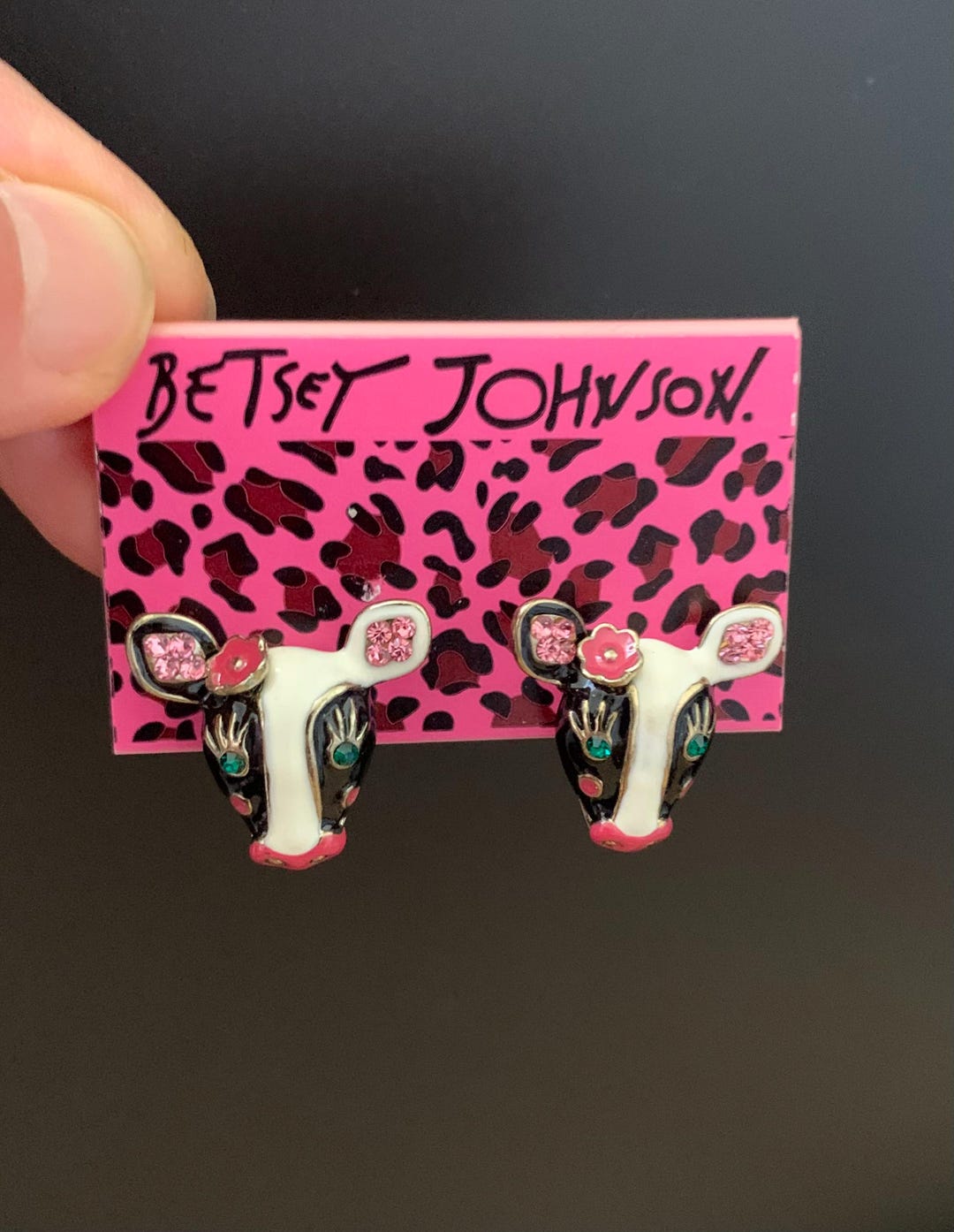 Betsey Johnson Enameled Cow Cattle Earrings Vintage Jewelry - Etsy