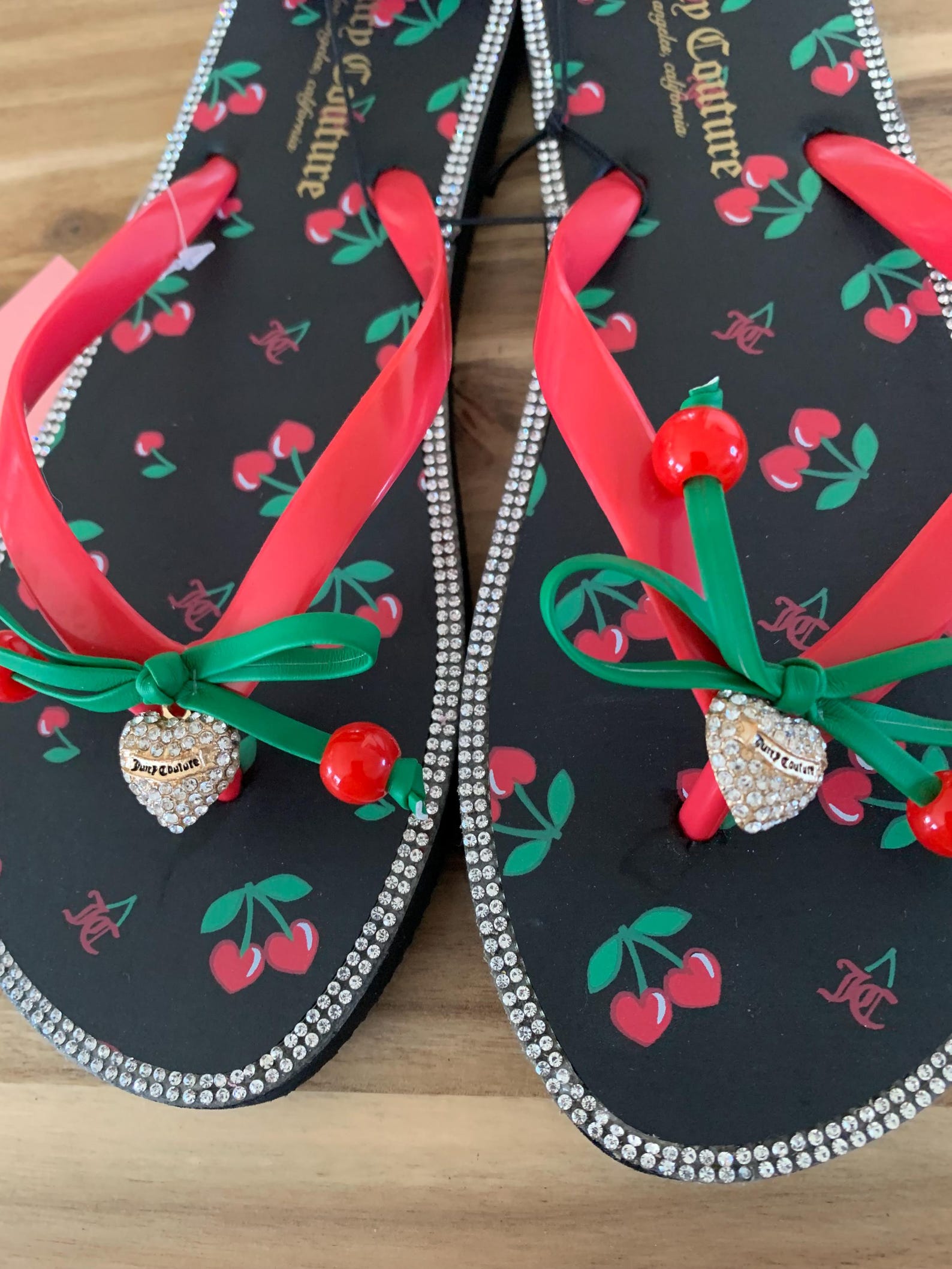 Juicy Couture Black Cherry Flip Flops Flats Sandals Shoes NWT Size 8 - Etsy