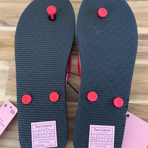 Juicy Couture Black Cherry Flip Flops Flats Sandals Shoes NWT Size 8 - Etsy