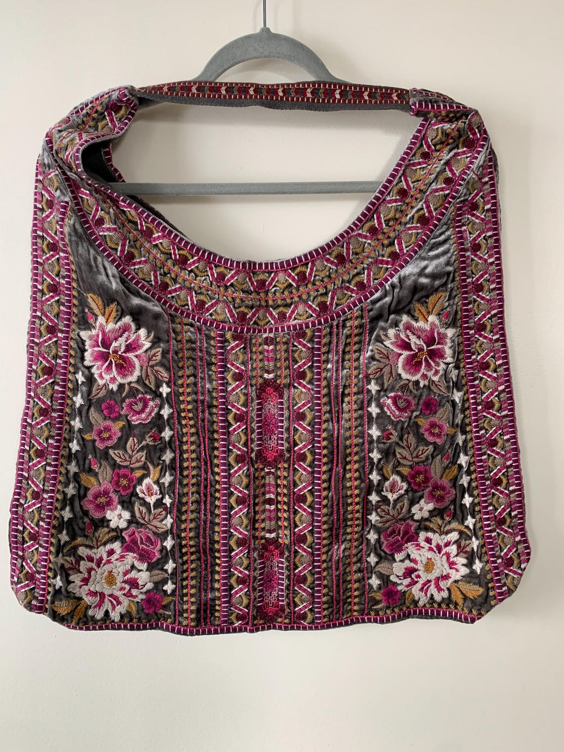 Johnny Was Ultra Plush Velvet Boho Hobo Bucket Tote Purse Bag NWOT - Etsy