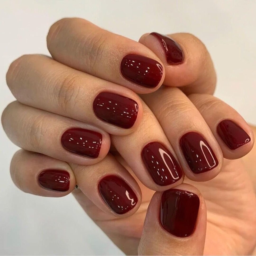 Glossy Short Press on Nails Cherry Red Press on Nails Short - Etsy UK