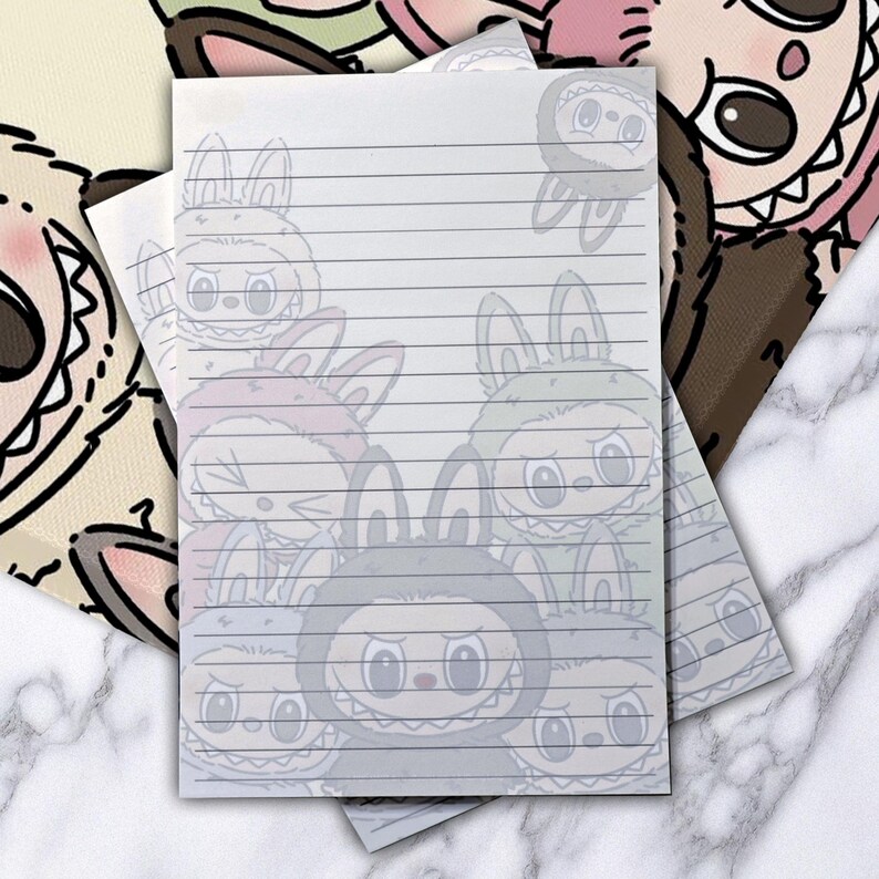 Labubu Tear Away Notepad 8x5 Cute Custom, Handmade Stationery for Notes ...
