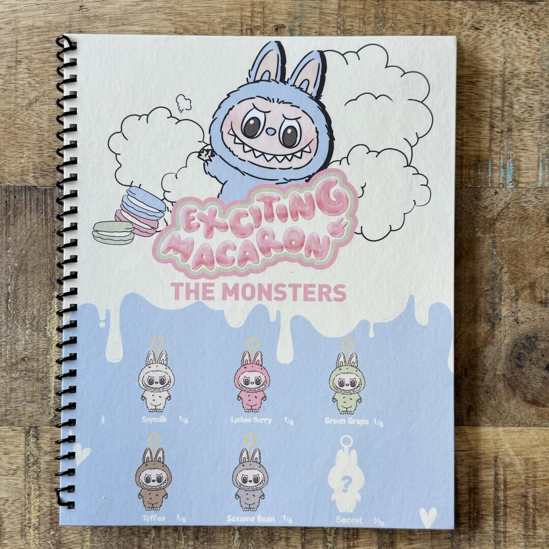 Labubu Kawaii Spiral Notebook Custom 10x8 Black Plastic Spiral Notebook ...
