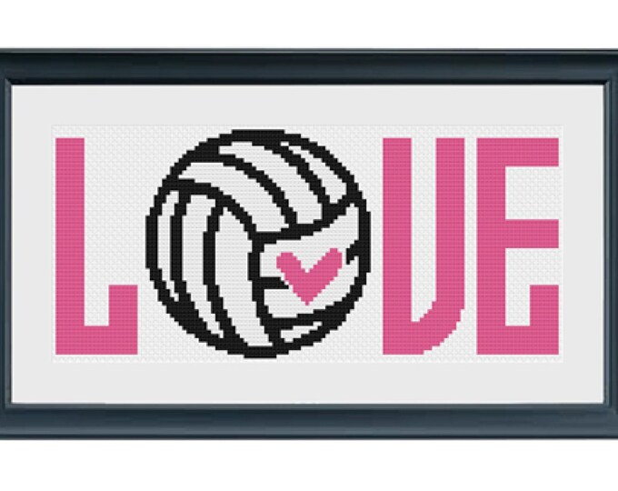 Love Volleyball Sports Cross Stitch Pattern PDF - Etsy