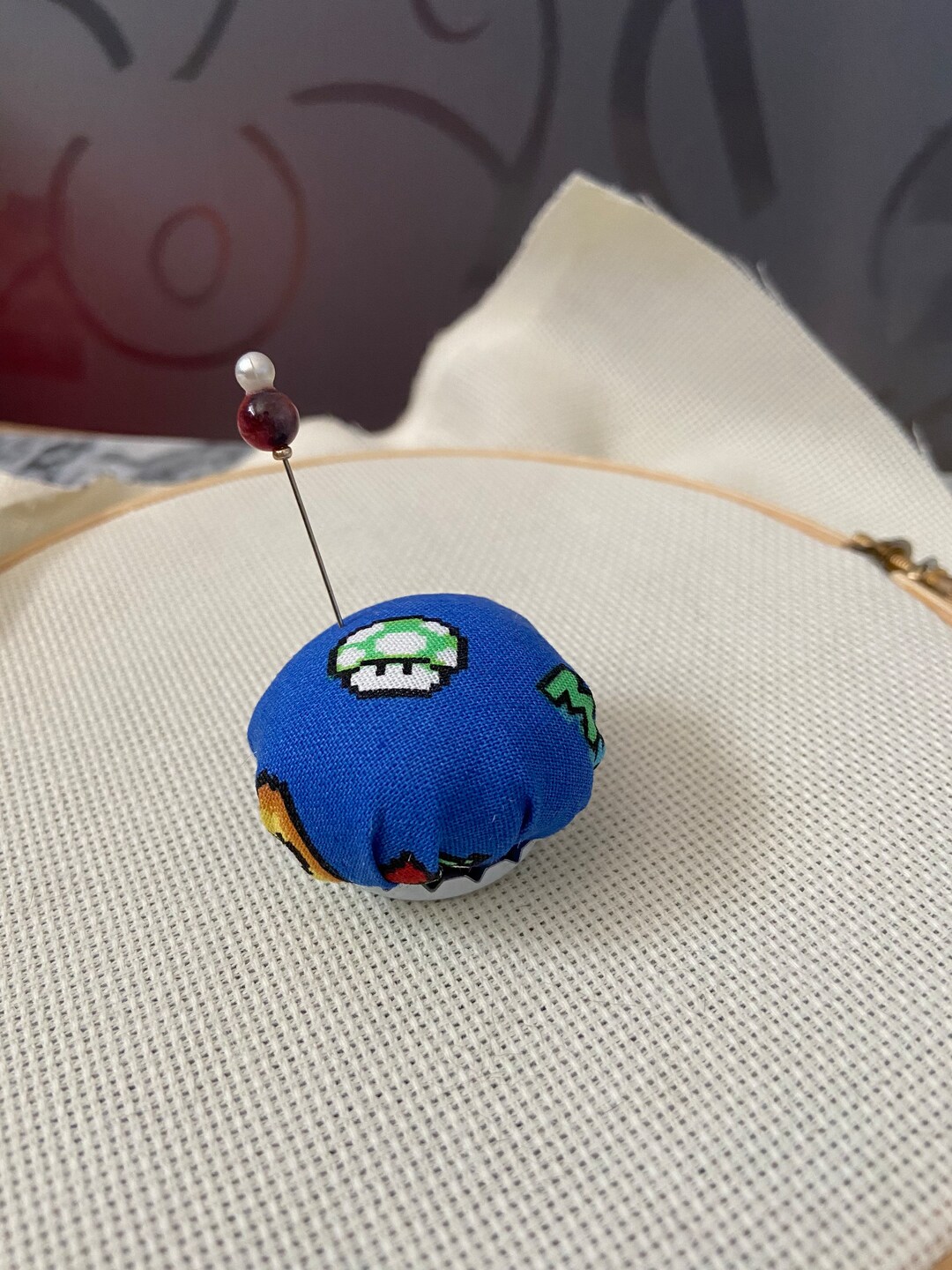 Super Mario Mushroom Pin Cushion Needle Minder - Etsy
