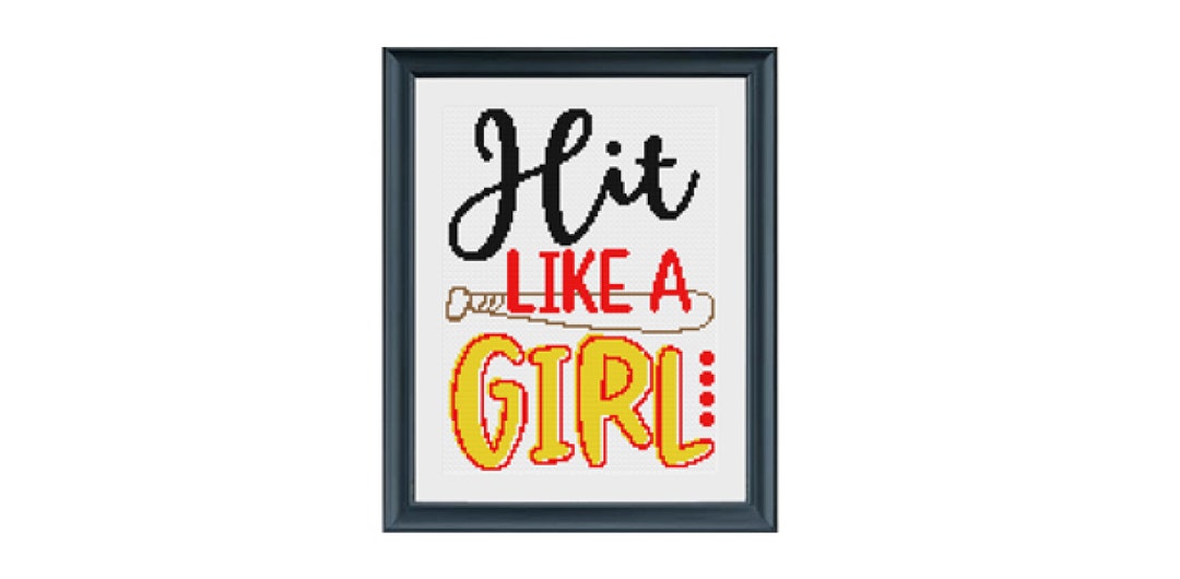 Softball Hit Like a Girl Cross Stitch Pattern PDF - Etsy