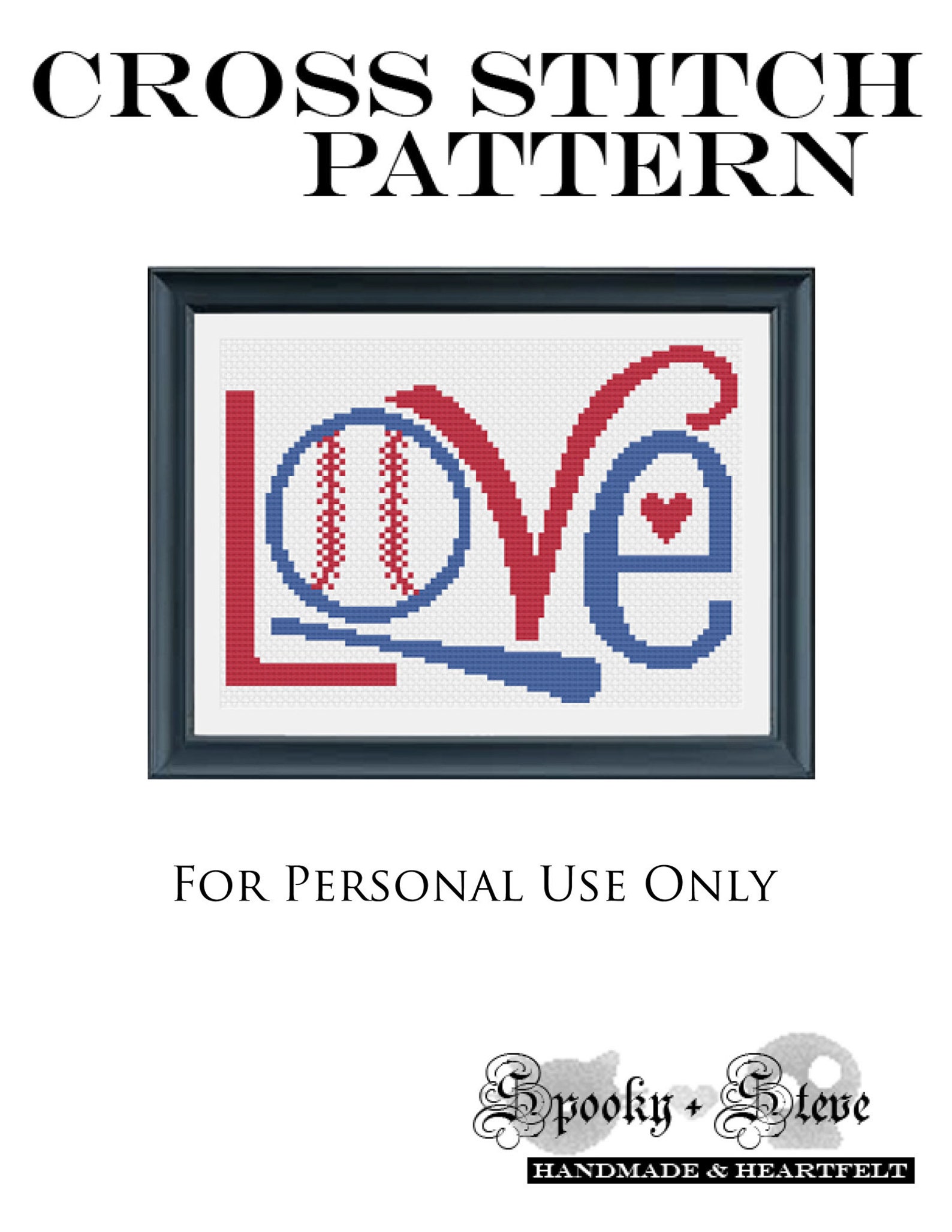 Love Baseball Cross Stitch Pattern PDF - Etsy