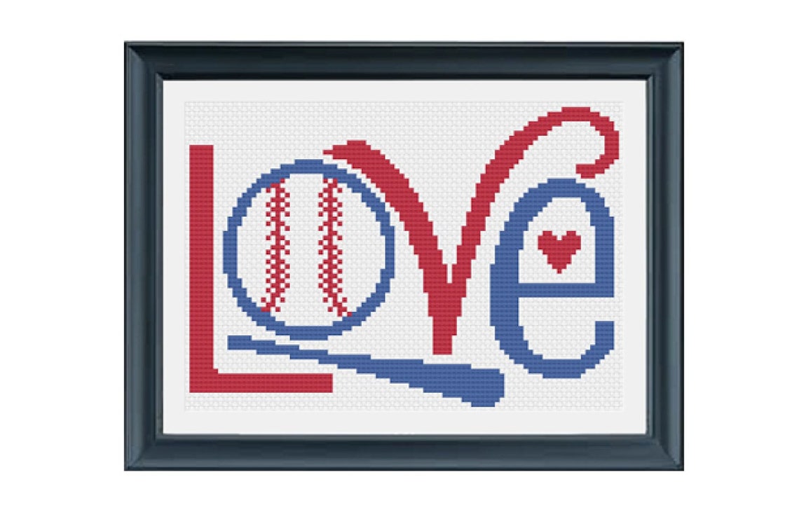 Love Baseball Cross Stitch Pattern PDF - Etsy
