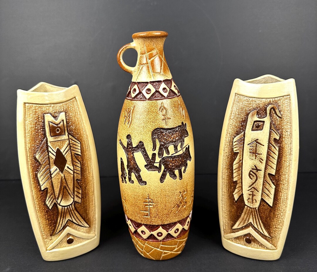 Da Jing Tao Yi Ceramic Vase and Bottle Pottery Set of Three Great Mid ...