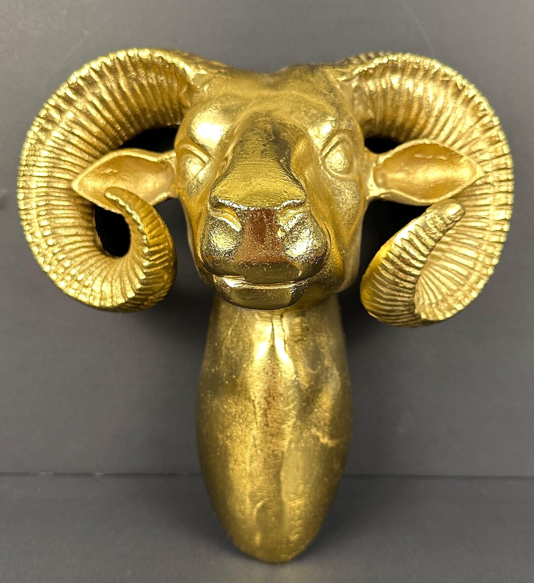 Vintage 1980s Brass Ram Head Wall Mount Decor - Etsy