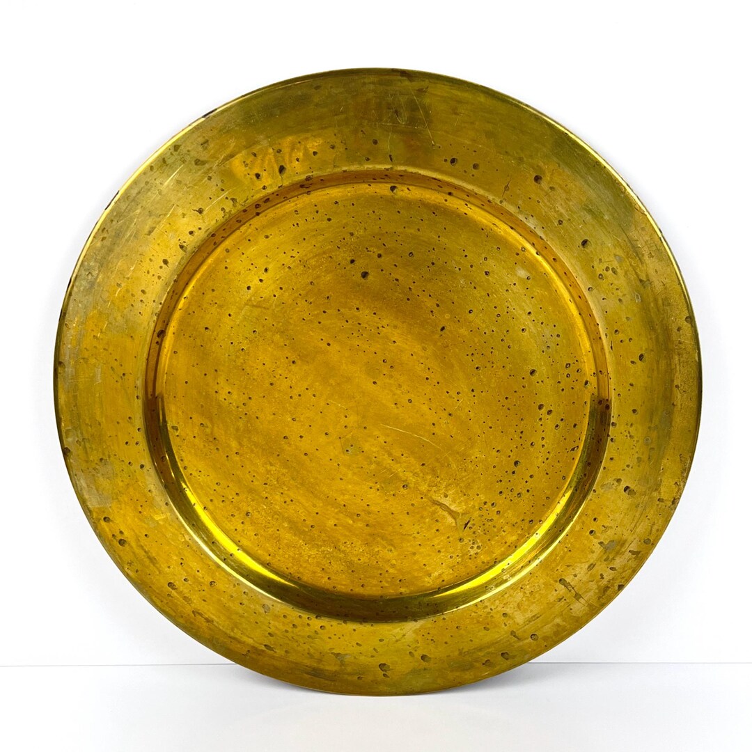 1970's Danish Vintage Solid Brass Charger - Etsy