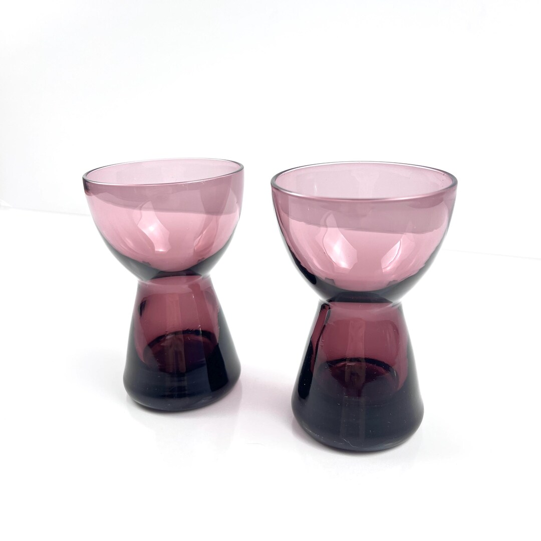 1960's (set of 2) Morgantown Glass Amethyst Candleholders in the Barton ...