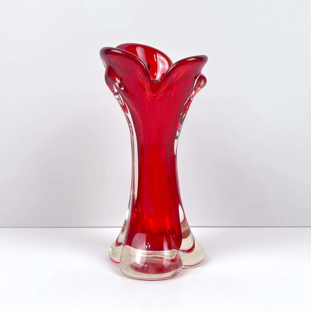 1970's Ruby Red Bud Vase - Etsy