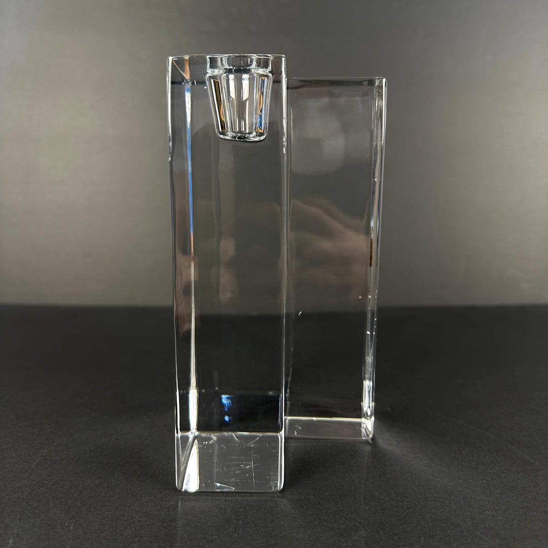 Kandelaar Atlantis Kristal Corner Block Candle Holder 15cm High 10.5cm ...