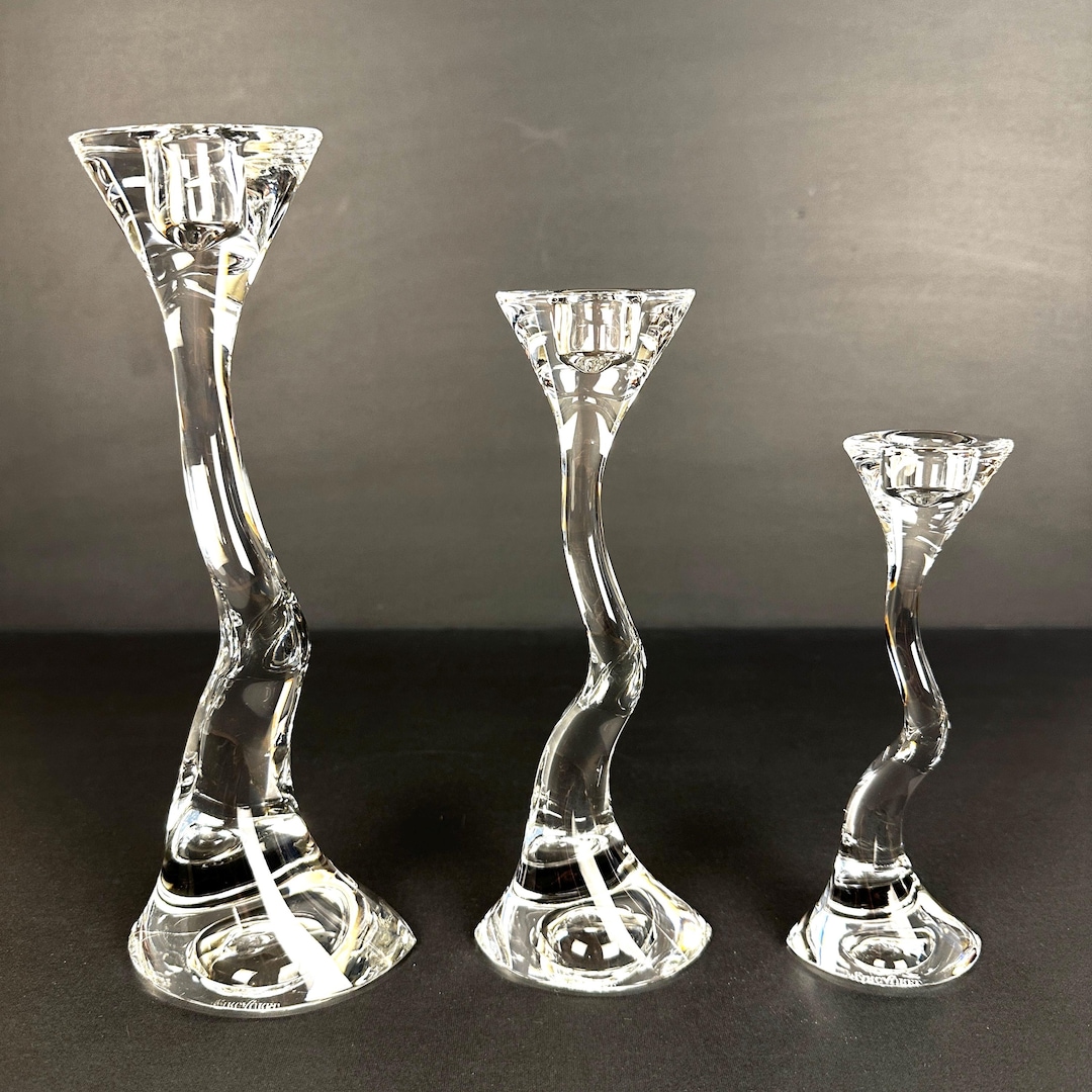 Here is a Lovely Set of Three Crystal Sculptured Candlesticks by Marc ...