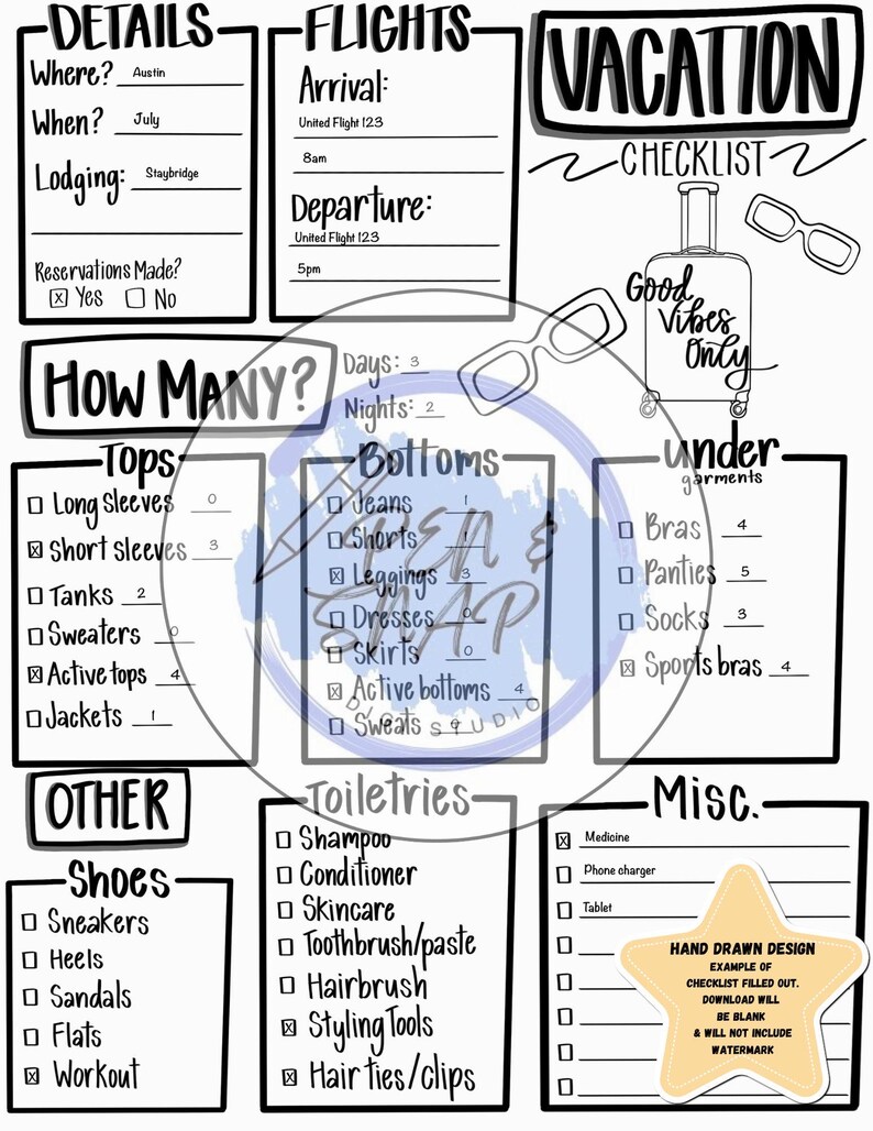 Printable Digital Vacation Checklist - Etsy