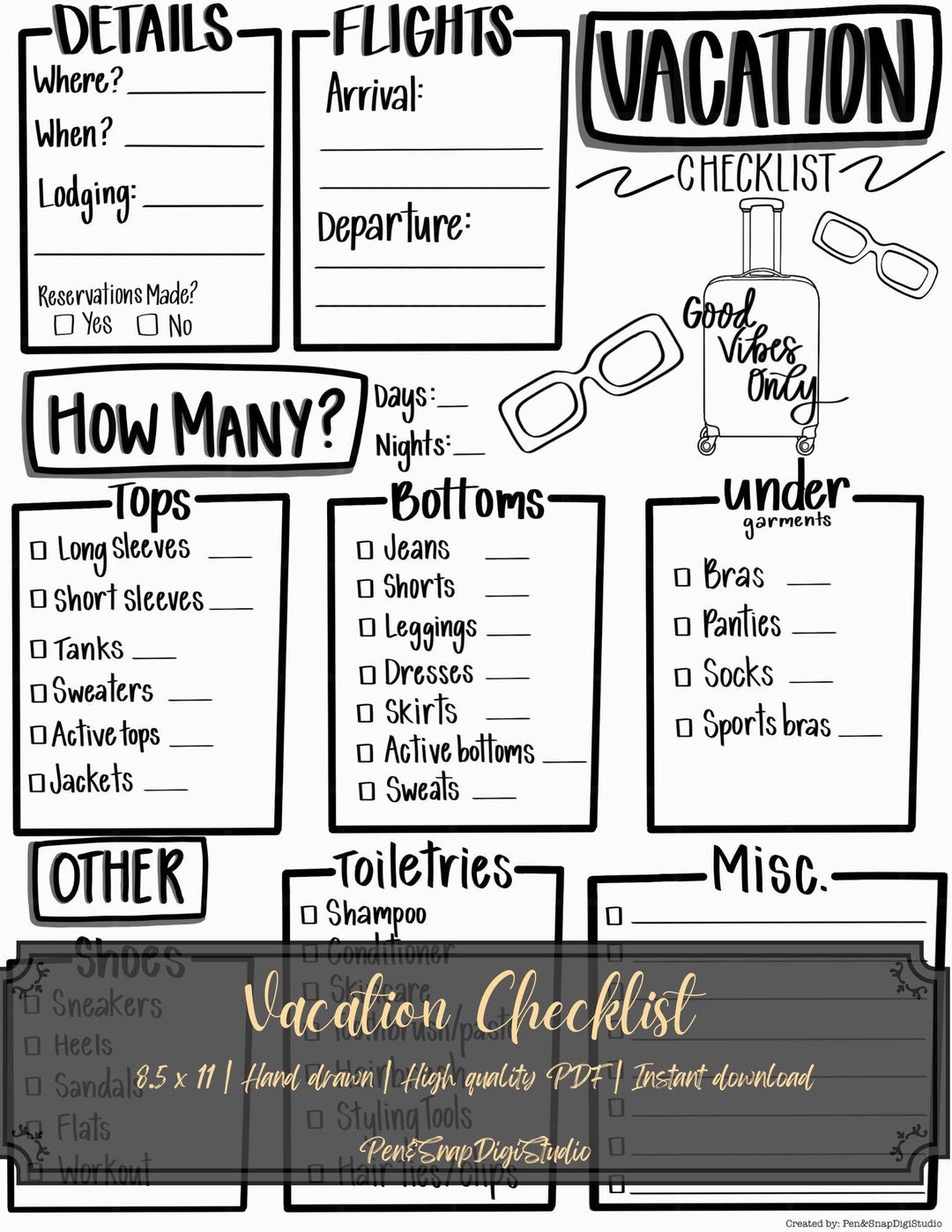 Printable Digital Vacation Checklist - Etsy