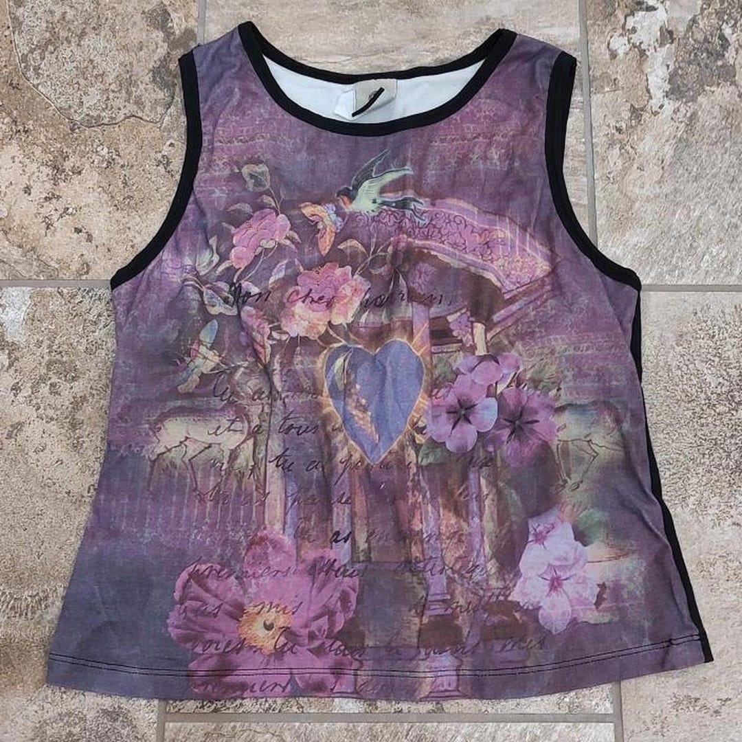 2000s Amala Hummingbird Deer Stone Building Purple Heart Vine Graphic ...