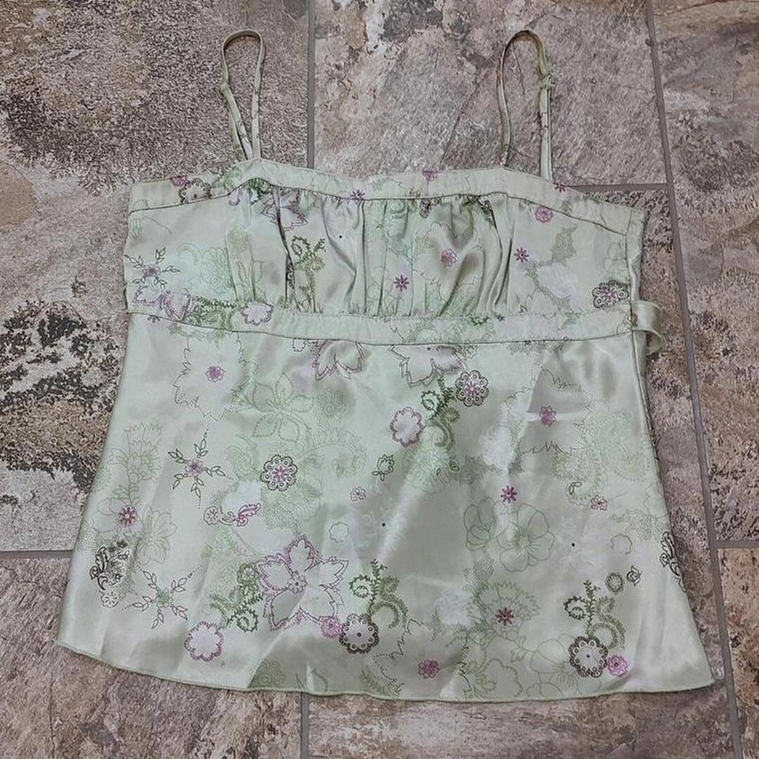 Cute 2000s Self Esteem Light Green Floral Vines Cami Tank Top - Etsy