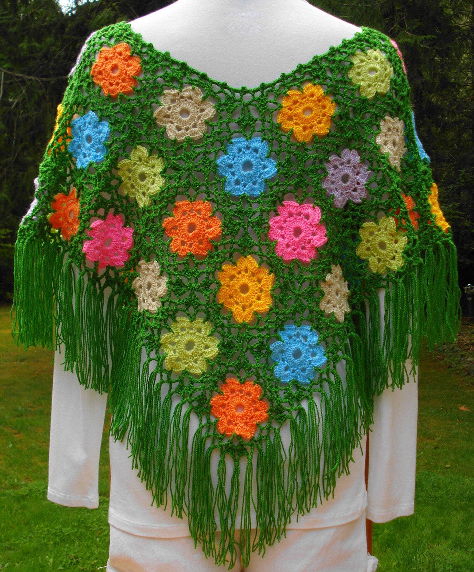 Wild Flower Poncho PW-107 Crochet Pattern PDF - Etsy