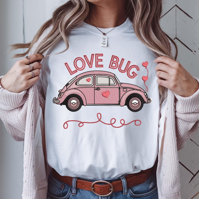 Love Bug Car Embroidery Valentine's Day File, Love Bug Embroidery ...