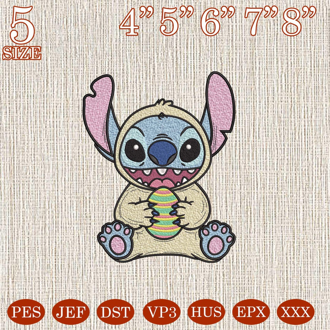 Easter Stitch Embroidery Design, Cute Alien Holding Egg, Machine ...