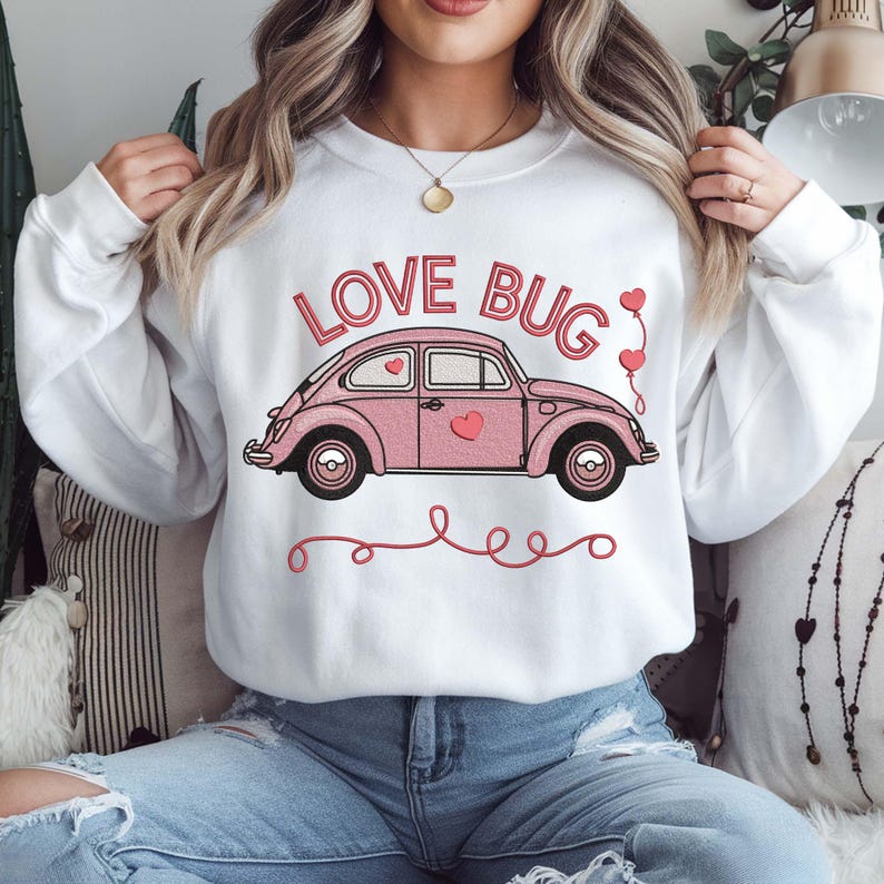 Love Bug Car Embroidery Valentine's Day File, Love Bug Embroidery ...