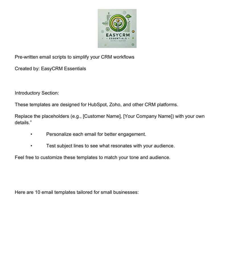 10 CRM Email Templates for Small Businesses - Etsy