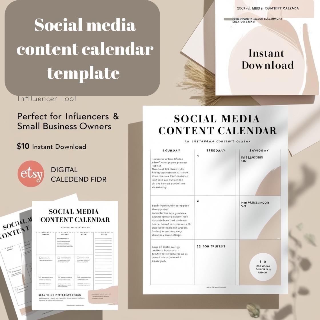 Social Media Content Calendar Template | Instagram & Tiktok Planner ...