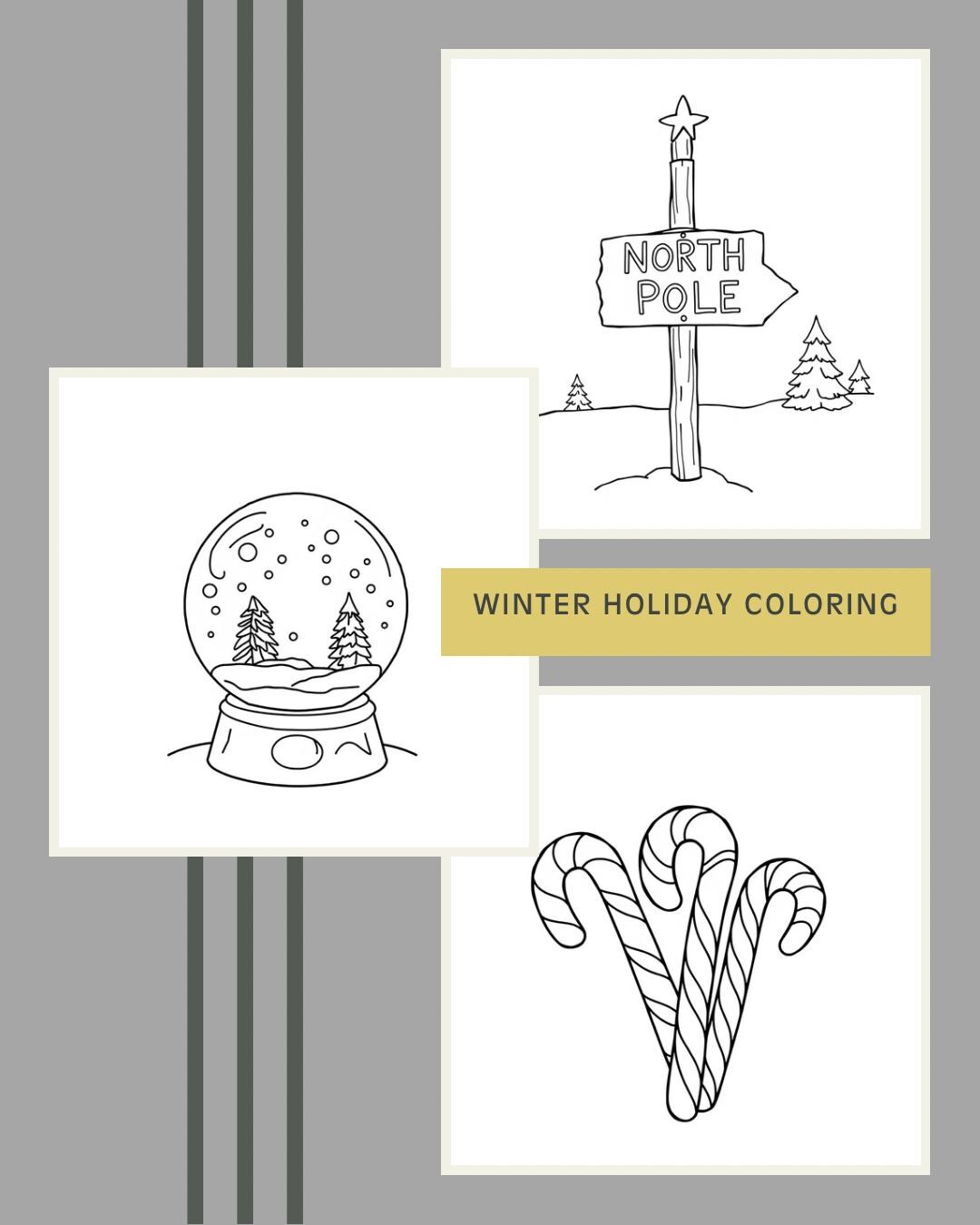 Winter Holiday Coloring Pages - Etsy
